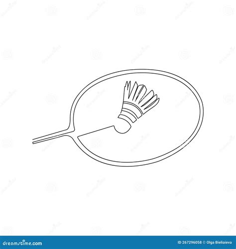 Badminton Racket And Shuttlecock One Line Drawing Stock Vector Illustration Of Smashing