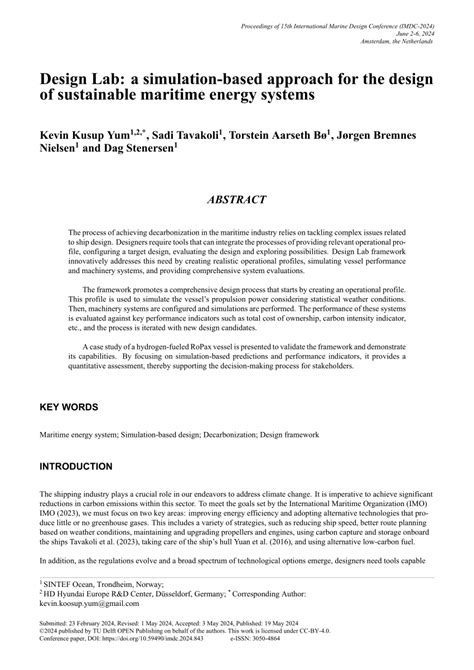 Pdf Design Lab A Simulation Based Approach For The Design Of Sustainable Maritime Energy Systems
