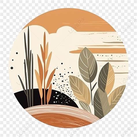 지상에 식물 Boho 스타일 지구 톤 원인간모양 Png 일러스트 무료 다운로드 Lovepik