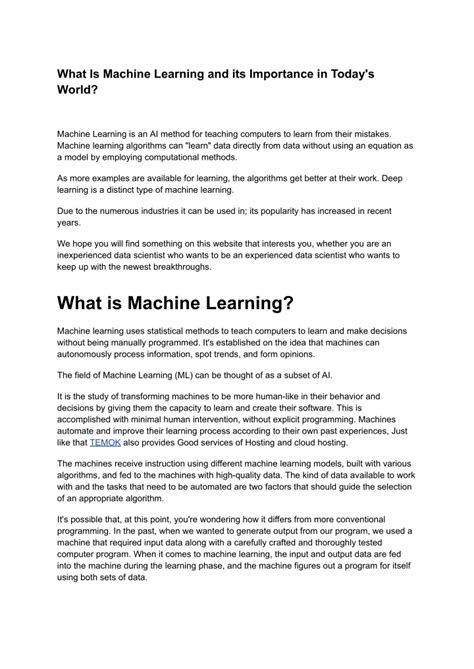 Ppt What Is Machine Learning And Its Importance In Todays World