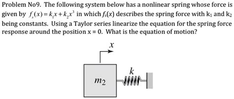 solved problem no9 the following system below has a nonlinear spring