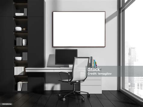 컴퓨터 창문이있는 비즈니스 인테리어 안락 의자 및 테이블 모형 포스터 0명에 대한 스톡 사진 및 기타 이미지 0명 3차원 형태 가구 Istock