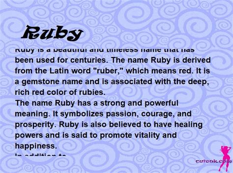 Meaning Of The Name Ruby