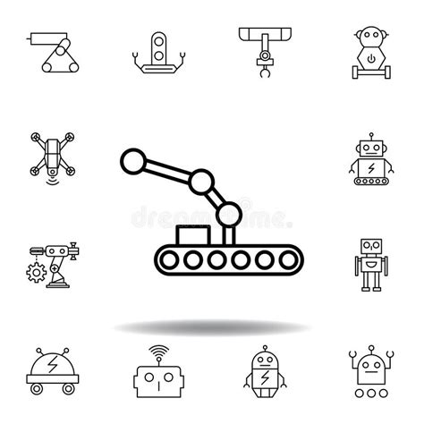 Robotics Robot Conveyor Outline Icon Set Of Robotics Illustration Icons Stock Illustration