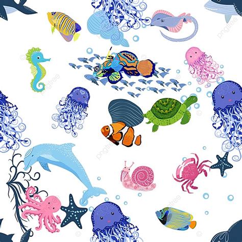 해양 생물 원활한 패턴 물고기 배경 고래 열렬한 해변 배경 일러스트 및 사진 무료 다운로드 Pngtree