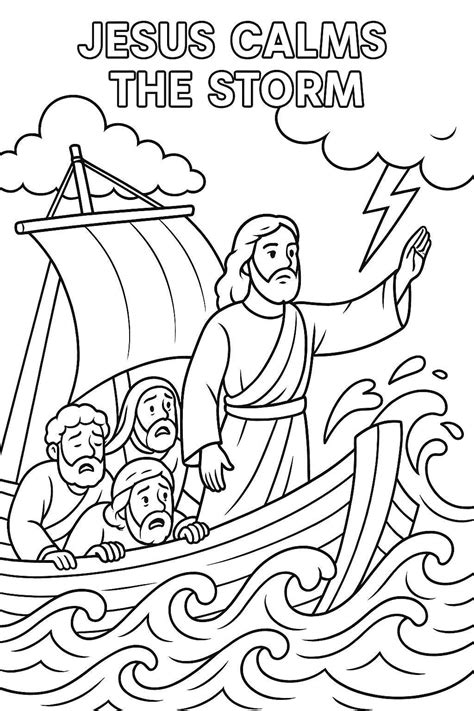Jesus Calms The Storm Coloring Page