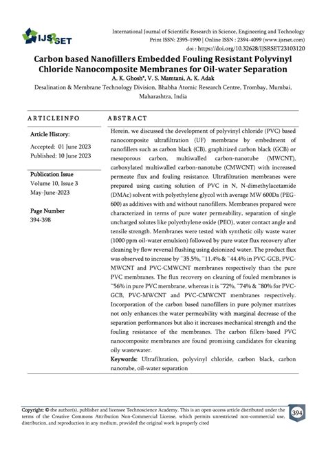 Pdf Carbon Based Nanofillers Embedded Fouling Resistant Polyvinyl Chloride Nanocomposite