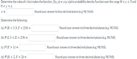 solved determine the value of c that makes the function