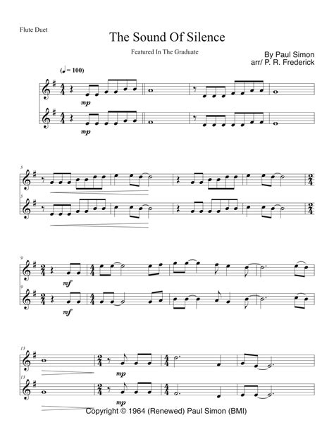 The Sound Of Silence Arr P R Frederick By Simon And Garfunkel Sheet