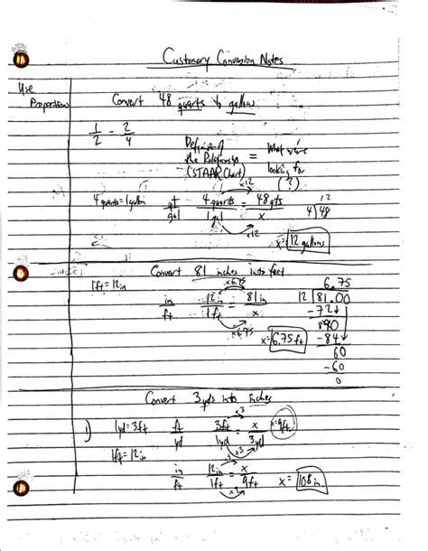 Customary Conversion Notes And Unit 4 Lesson 1 Practice Homework With