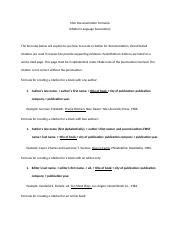 MLA Documentation Formulas Worksheet Docx MLA Documentation