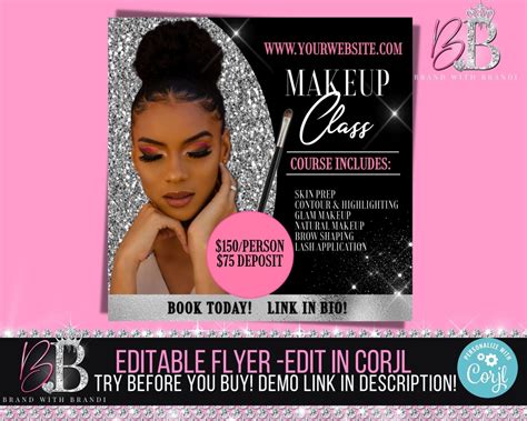 Makeup Class Flyer Makeup Tutorial E Flyer Training Class Flyer Beauty Flyer Premade