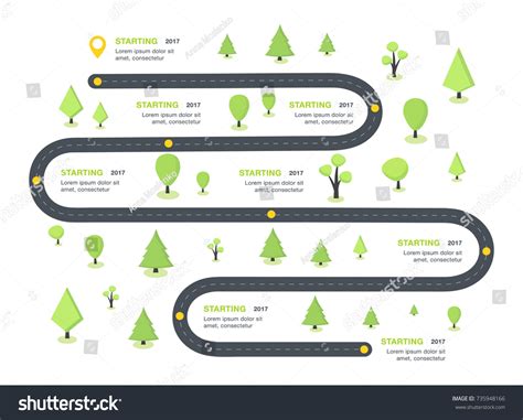 Forest Tree Road Map On White Stock Vector Royalty Free 735948166