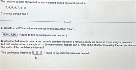 Solved The Random Sample Shown Below Was Selected From A Chegg
