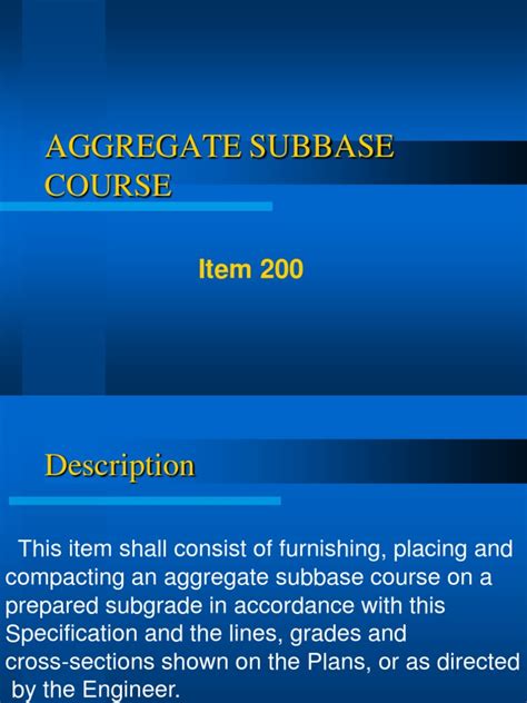 Item 200 Aggregate Subbase Course Pdf Construction Aggregate Density