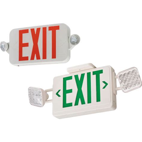 Lithonia Lighting® Led Exit Sign Combo Unit W Remote Capacity And Square Lamp Heads White