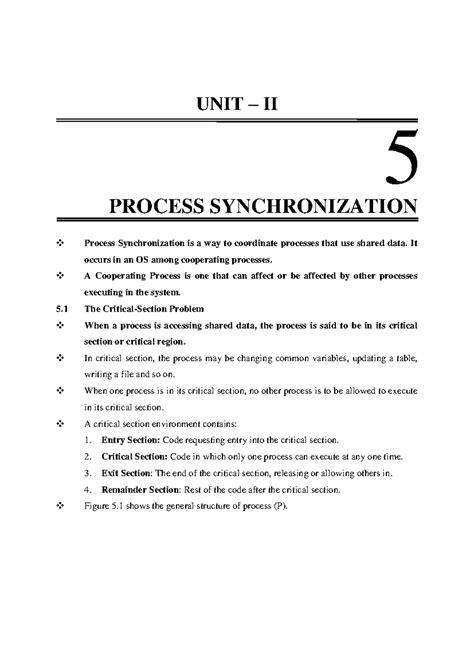 Os Chapter 5 Unit Ii Process Synchronization Process Synchronization Is A Way To Coordinate
