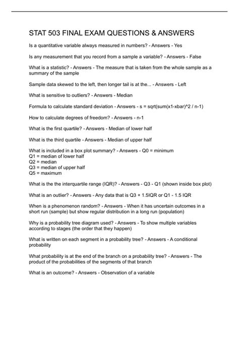 Stat 503 Final Exam Questions And Answers Stat 503 Stuvia Uk