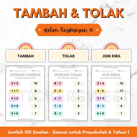 Matematik Tambah Tolak Prasekolah Tahun 1 Addition Subtraction Pdf