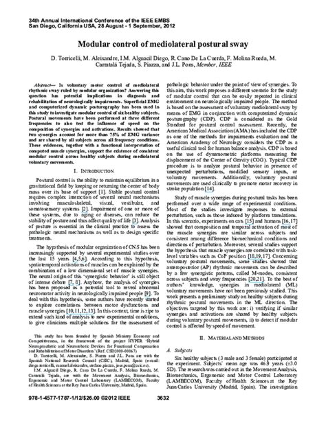 Pdf Modular Control Of Mediolateral Postural Sway