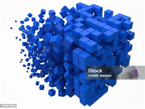 큰 큐빅 데이터 블록입니다 작은 파란색 큐브로 만든 3 차원 픽셀 스타일 벡터 일러스트입니다 0명에 대한 스톡 벡터 아트 및 기타 이미지 Istock