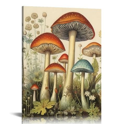 Onetech Vintage Mushroom Botanical Wall Art Mushroom Kitchen Decor