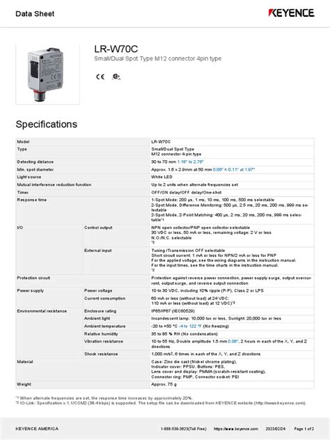 Color Mark Sensor Lr W70c Keynce Pdf Bipolar Junction Transistor Power Supply