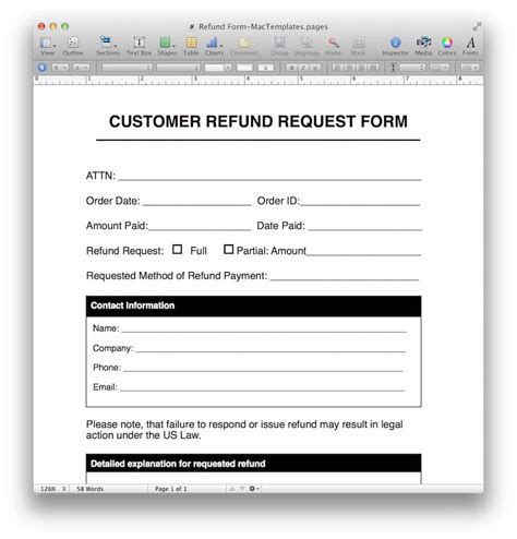 Refund Request Form Template