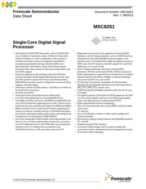 Pdf Msc8251 Single Core Digital Signal Processor Files Dsp Doc