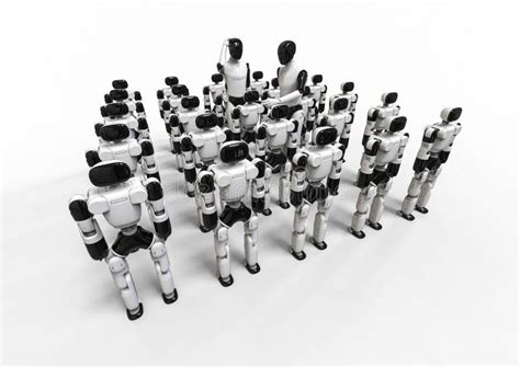 Two Humanoid Robots Teaching Mini Robots Stock Illustration