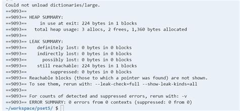 pset5 unload printed failed to unload but pass valgrind with no leak