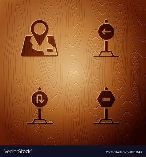 Set Stop Sign Folded Map With Location Marker Vector Image