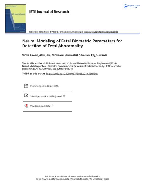 Pdf Neural Modeling Of Fetal Biometric Parameters For Detection Of Fetal Abnormality