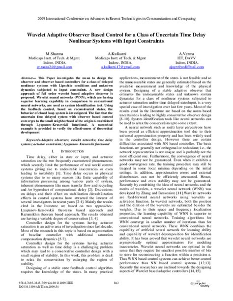 Pdf Wavelet Adaptive Observer Based Control For A Class Of Uncertain