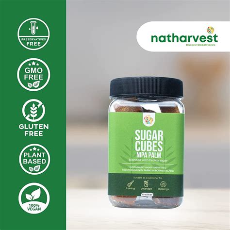 Natharvest Nipa Palm Sugar Cubes 8 8 Oz Natural Non Gmo Vegan Sweetener With Lower Glycemic