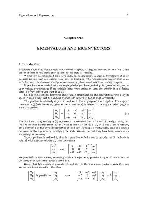 M248 Linear Algebra Notes Chapter One Eigenvalues And Eigenvectors
