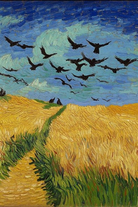 Wheat Field And Crows Van Gogh Field Of Wheat Drawing Field Of Wheat