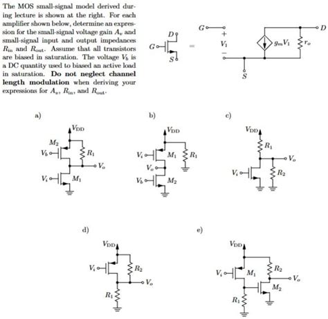 solved the mos small signal model derived during lecture is