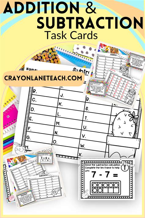 Addition And Subtraction Task Cards Kindergarten 1st Grade