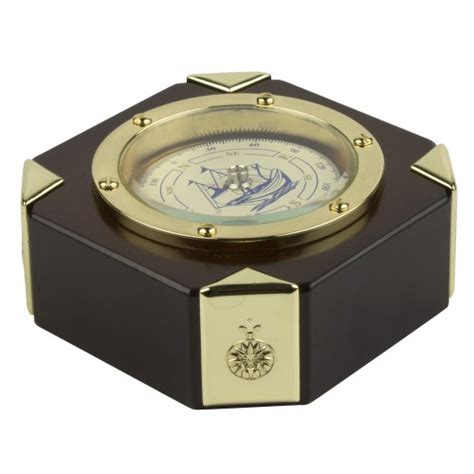 Compass Paperweight With Gold Plated Corners