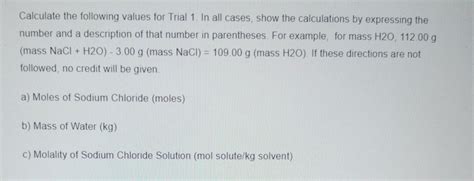 Solved Kf Labcalculate The Following Values For Trial 1 In