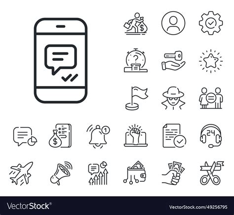 Phone Message Line Icon Mobile Chat Sign Vector Image