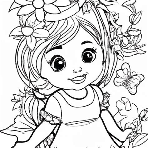 Encantadores Desenhos De Menina Com Flores Para Imprimir E Colorir