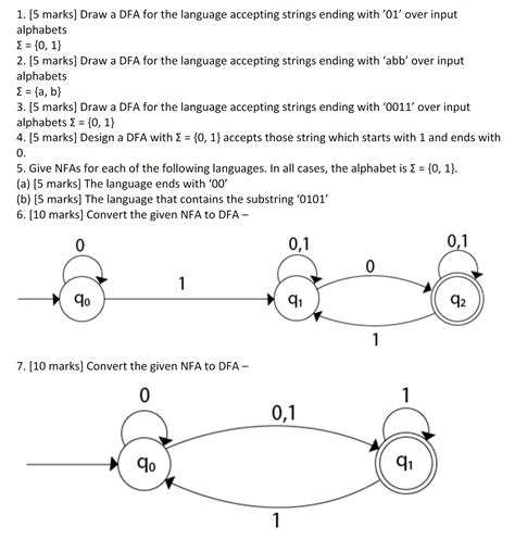 solved 1 [5 marks] draw a dfa for the language accepting