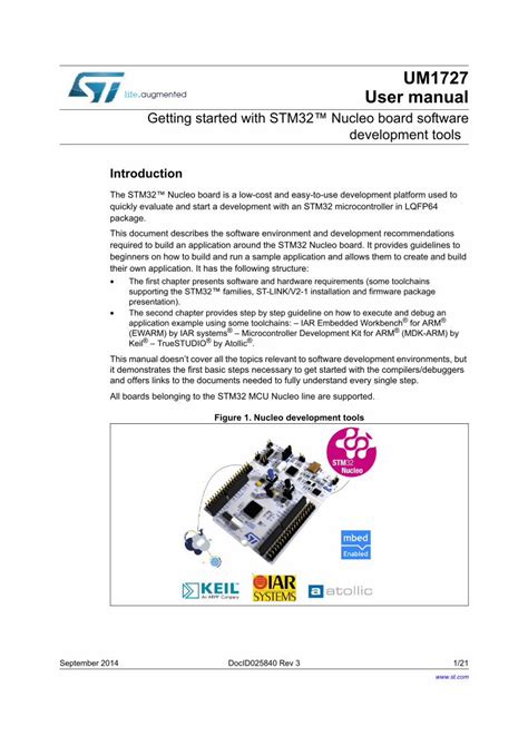 Pdf Um1727 User Manualthe Stm32™ Nucleo Board Is A Low Cost And