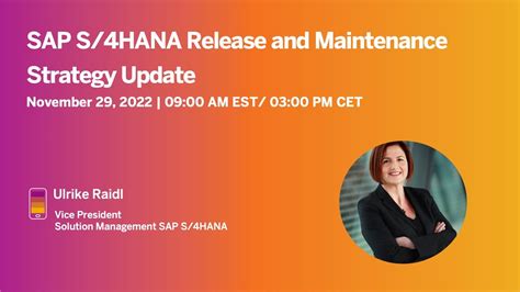 Sap S 4hana Release And Maintenance Strategy Update Sap Community Call Youtube