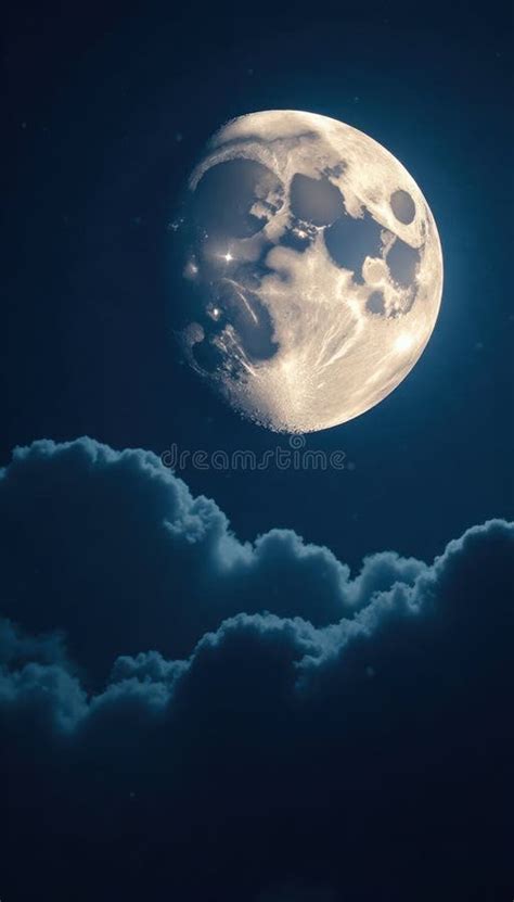 High Contrast Full Moon Celestial Body Dominates Night Sky Magical