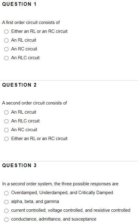 solved question 1 a first order circuit consists of either