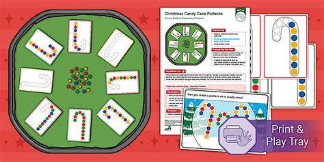 👉 Christmas Maths Play Tray Candy Cane Pattern Twinkl Eyfs