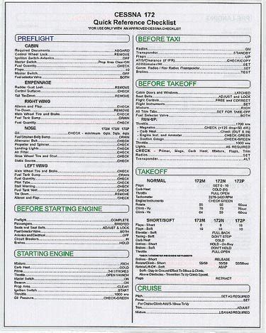 Cessna Skyhawk C172 C 172 Checklist Want It All